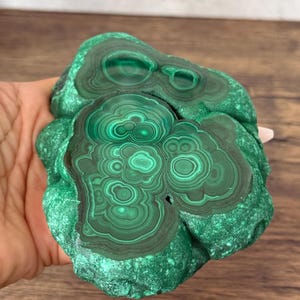 Natural Malachite Slab With Plastic Stand - Vibrant Green Swirls for ...