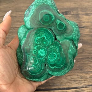 Natural Malachite Slab With Plastic Stand - Vibrant Green Swirls for ...