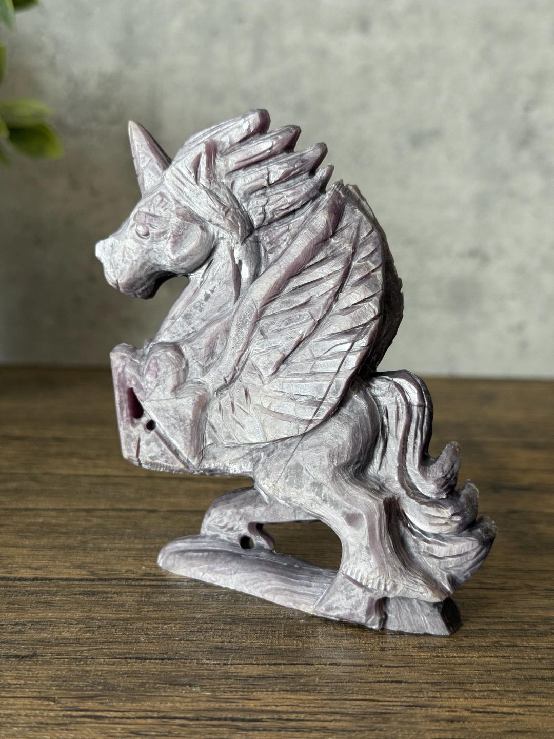 Purple Mica Unicorn Carving With Wings – Hand-carved Pegasus Unicorn ...