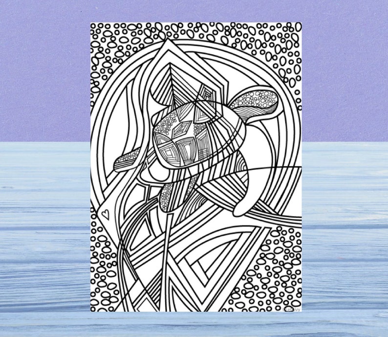 Coloring Page, Turtle Coloring Page, Abstract, Anti Stress Coloring ...