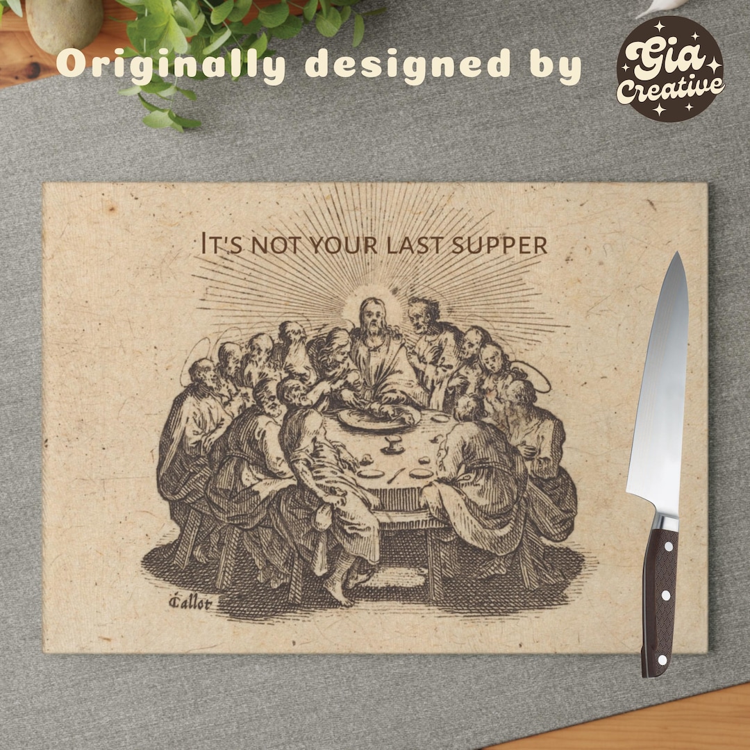 Funny Last Supper Glass Cutting Board,art Lover Kitchen Gift,humorous ...