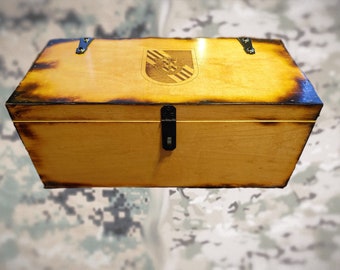 Vintage WWII Military Soldier Footlocker, 1940's Wood Storage Trunk ...