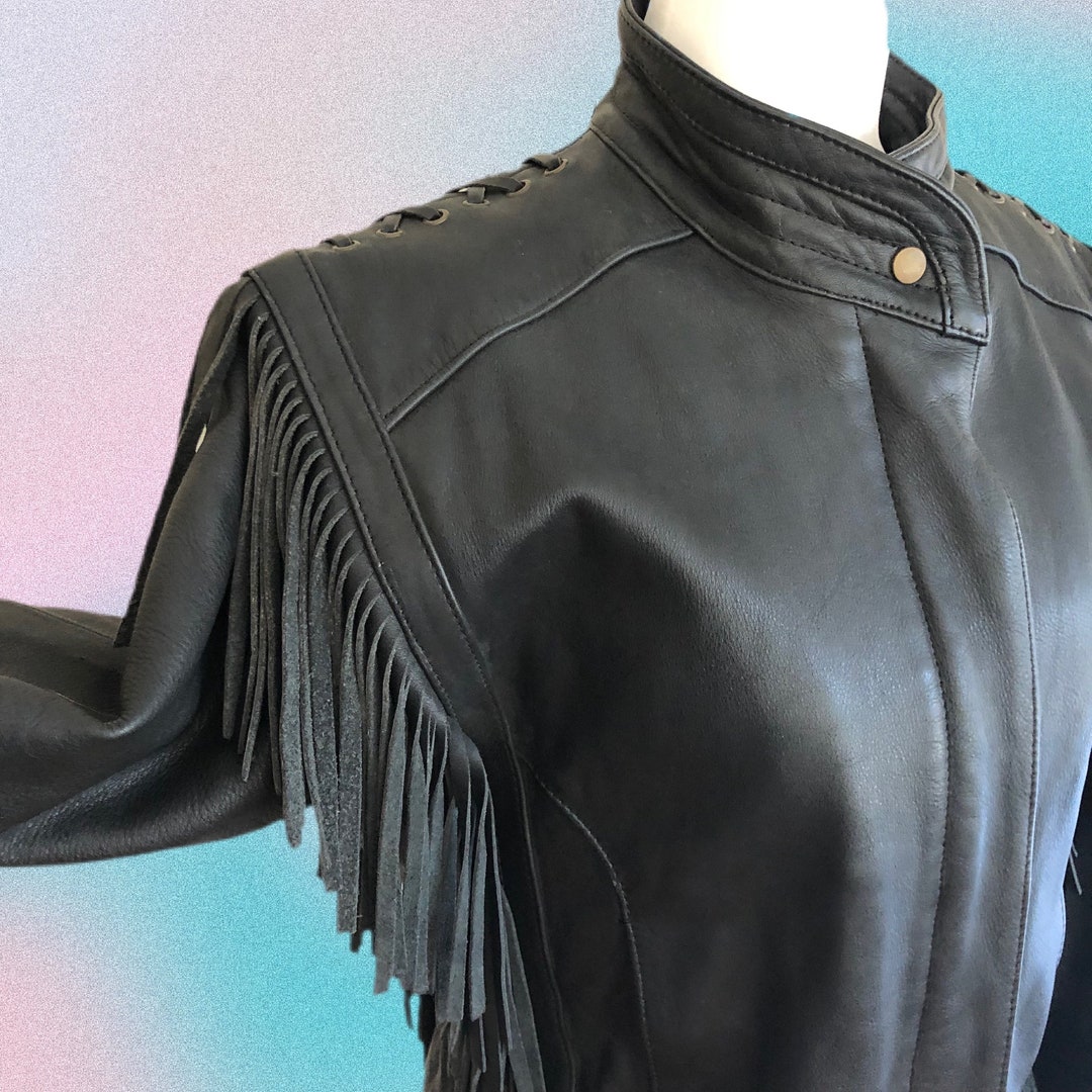 Ladies Fringe Leather Harley Davidson Motorcycle Jacket - Etsy