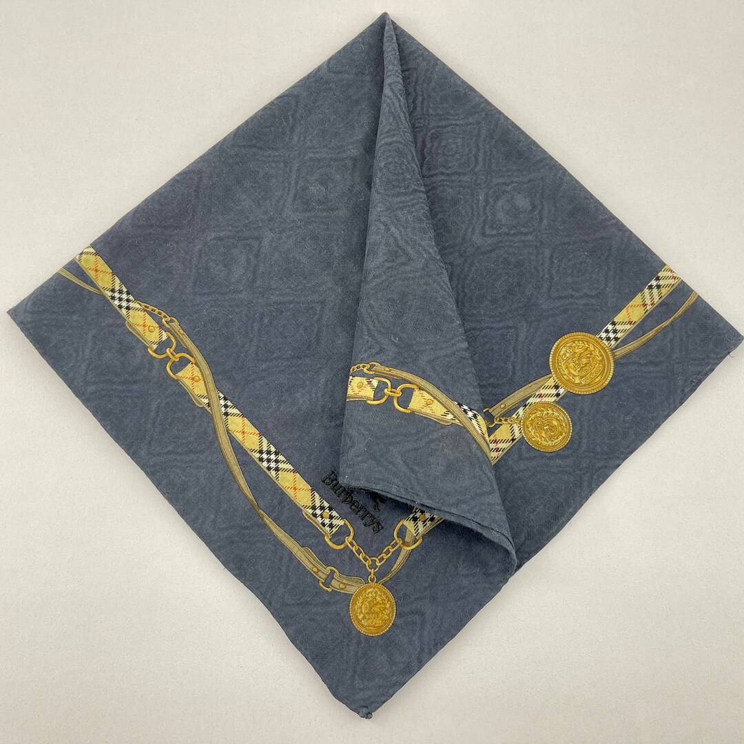 Vintage Burberry Handkerchief: Gray Bandana Scarf, 21x20.5 Inches - Etsy