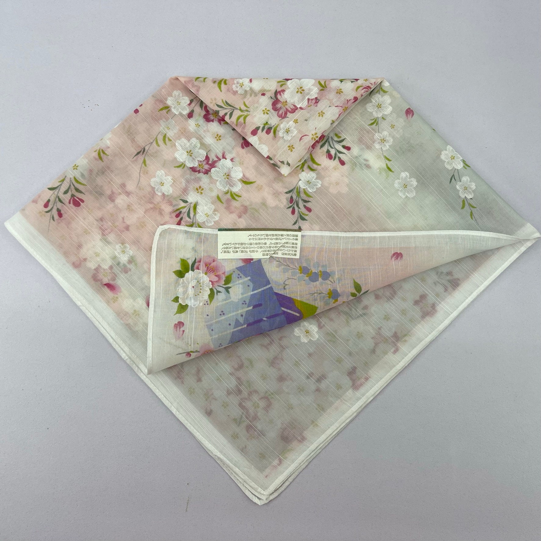 Vintage Japanese Spring Floral Handkerchief, Tale of Genji Japan ...