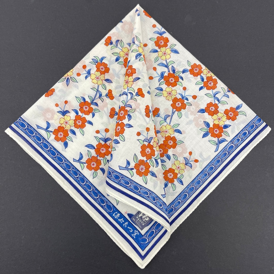 Vintage Japanese Floral Handkerchief, Japan Traditional Culture ...