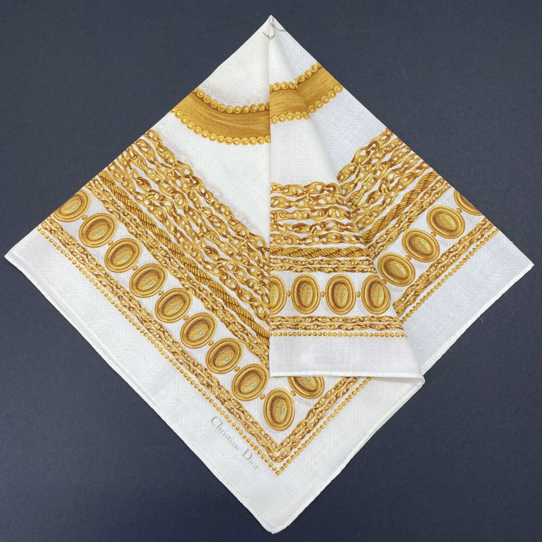 Vintage Christian Dior Handkerchief: Gold Chain Print (19x19 Inches) - Etsy