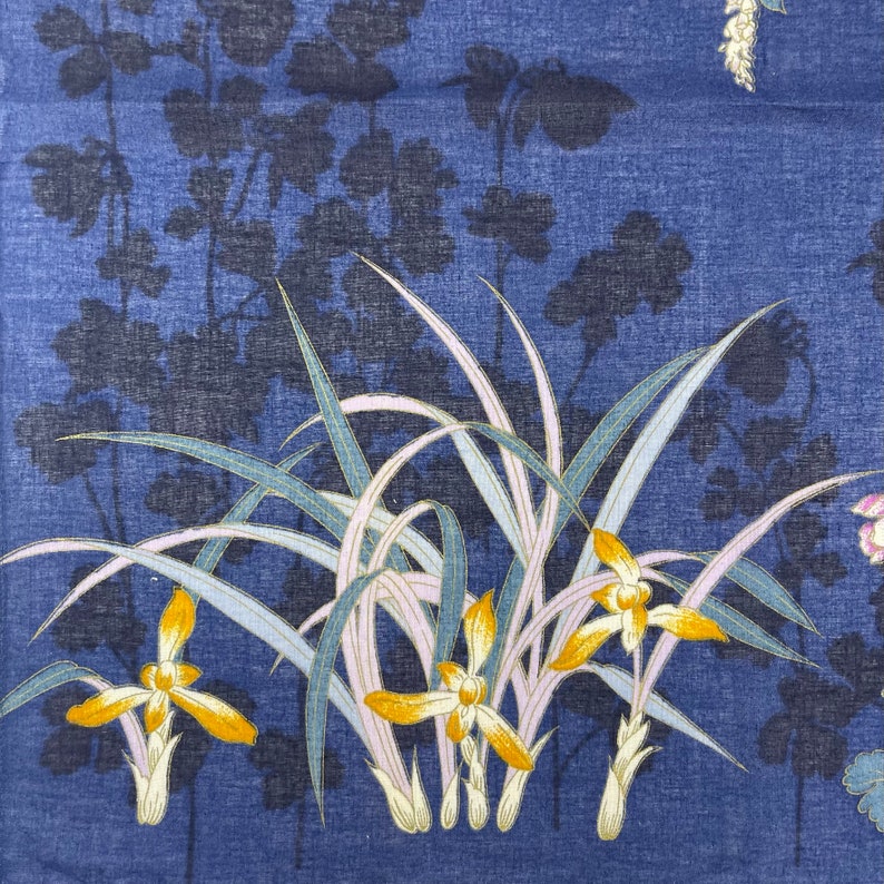 Vintage Japanese Floral Cotton Handkerchief - Japan Art - Etsy