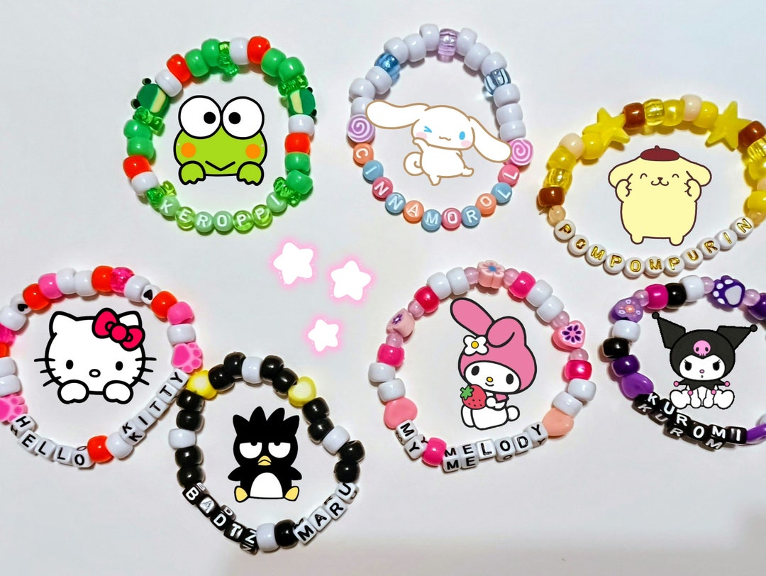 Cute Sanrio Character Kandi Bracelets: Hello Kitty, My Melody & More - Etsy
