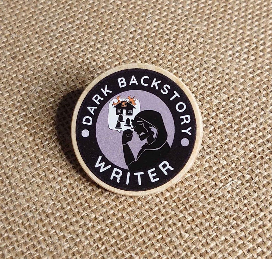 Dark Backstory Writer - Wooden Pin Badge - Etsy