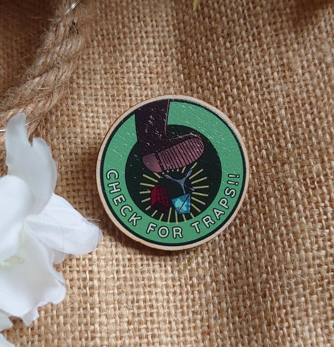 Check for Traps - Wooden Pin Badge - Etsy