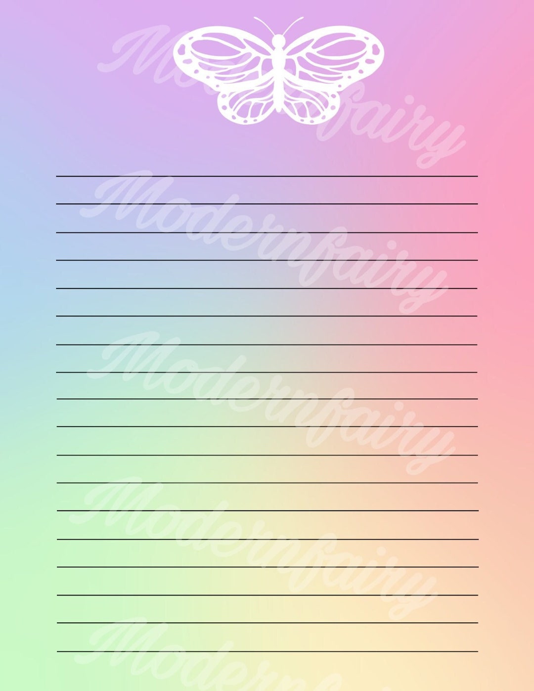 Rainbow Butterfly Stationary - Etsy