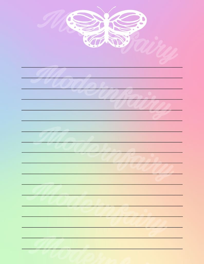Rainbow Butterfly Stationary - Etsy
