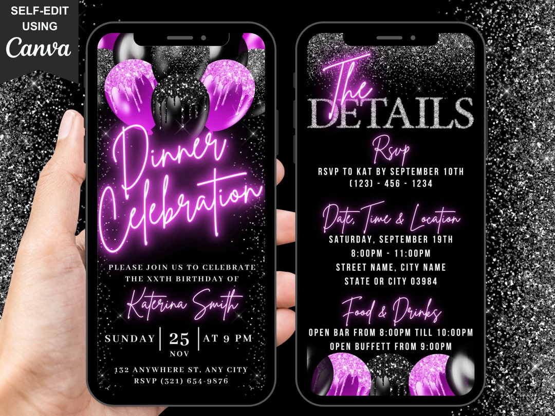 Digital Dinner Invitation, Animated Dinner Invite, Celebration Evite ...