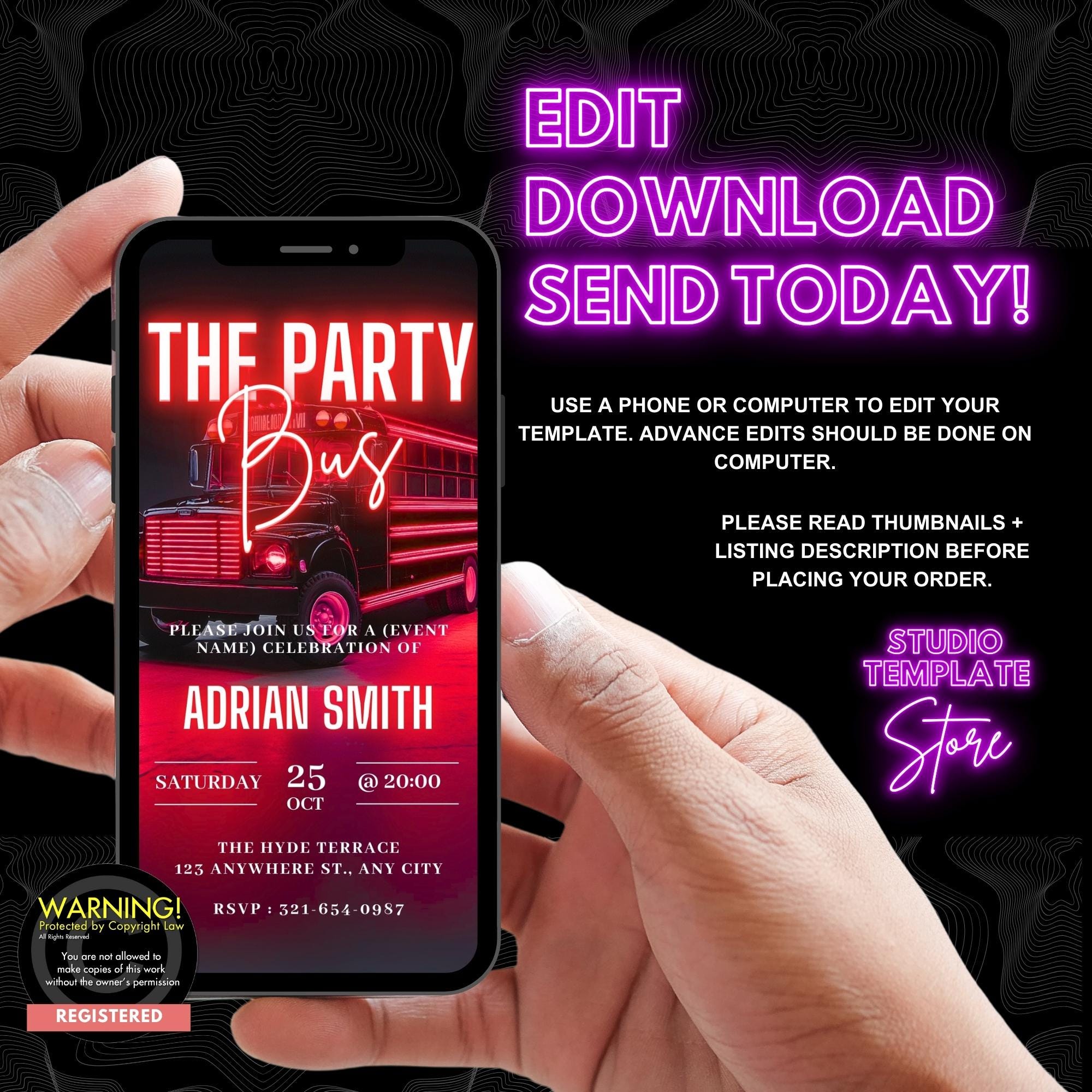 Digital VIP Party Bus Invitation, Boys Birthday Party Invite, Red Game ...