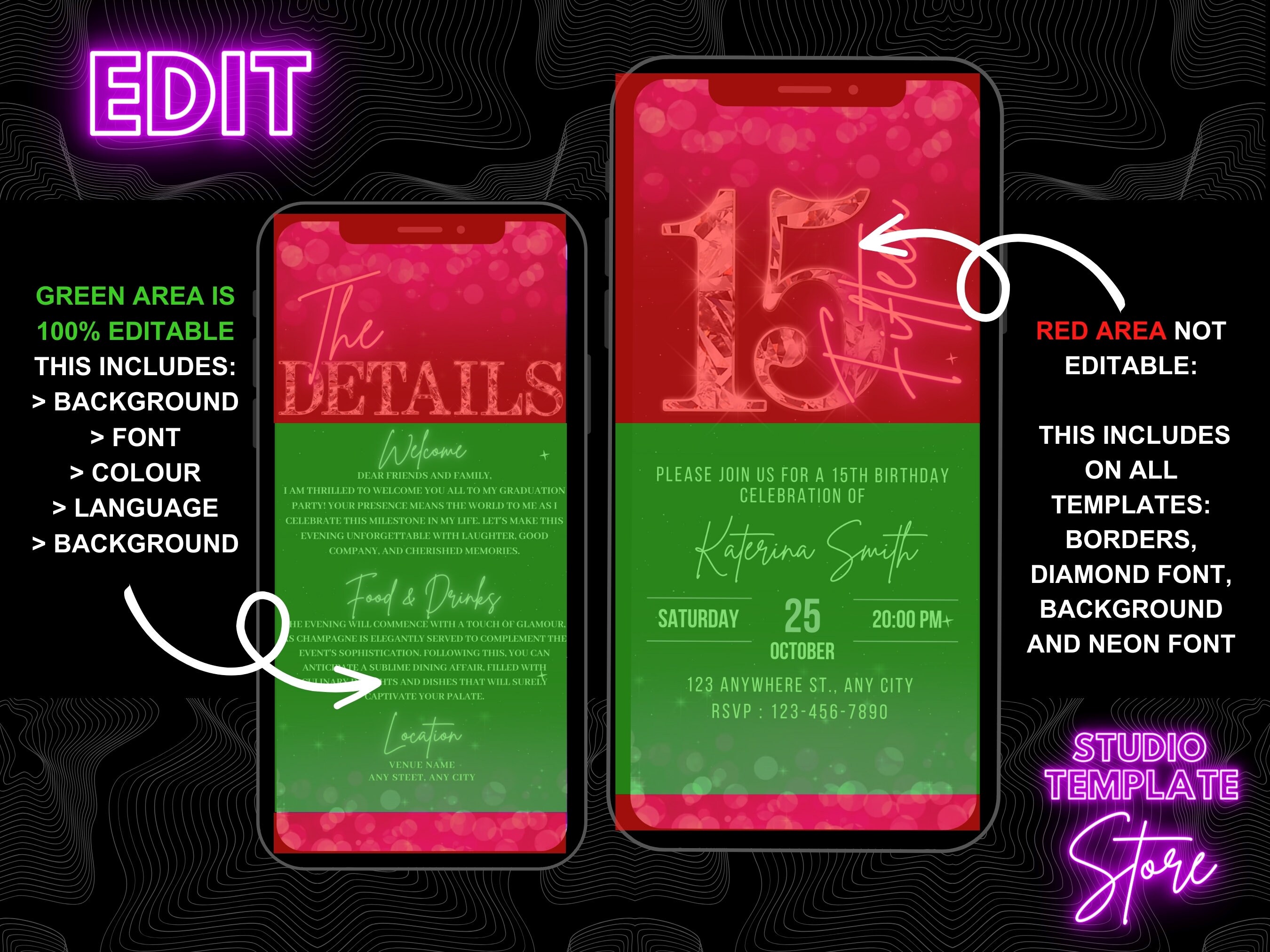 Digital 15th Birthday Invitation, Animated Turning 15 Purple Fifteen ...