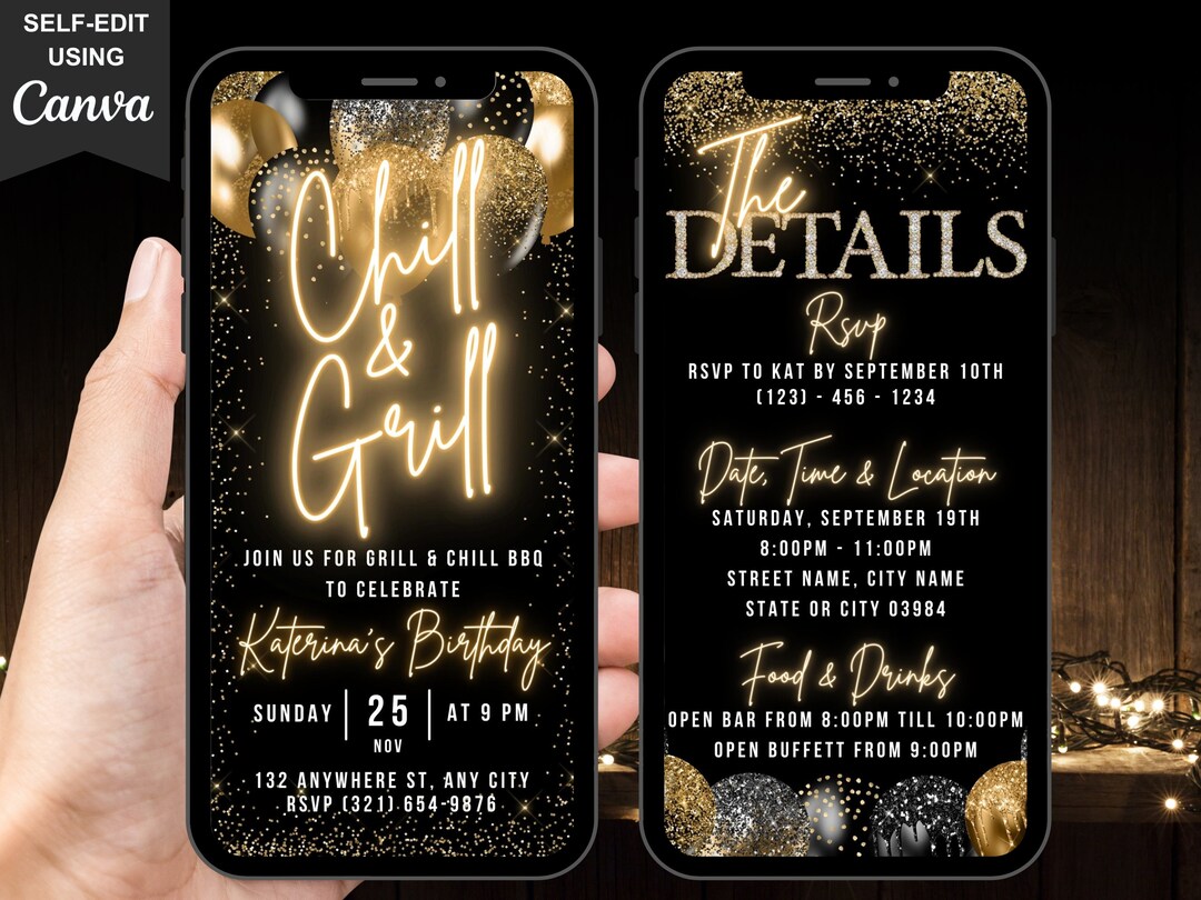 Digital Chill & Grill BBQ Invitation, Animated Birthday Backyard Patio ...