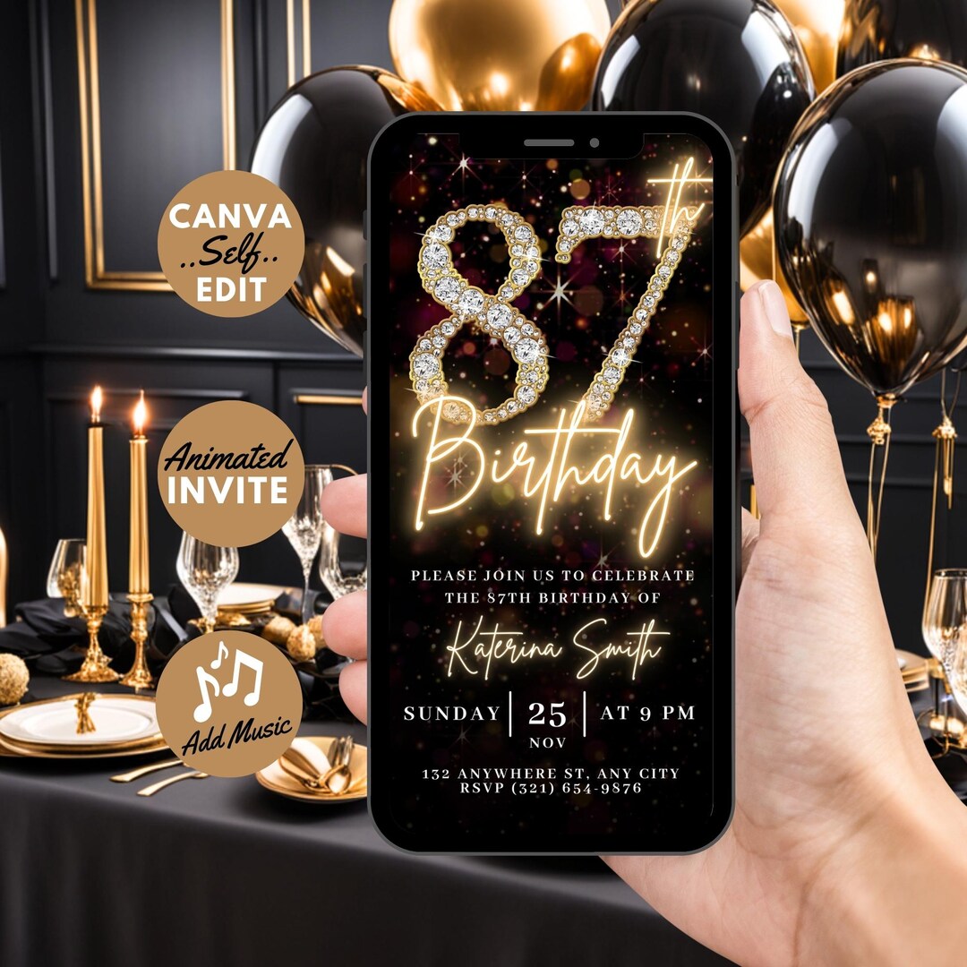 87th Digital Flyer Birthday Invitation, Surprise 87 Dinner Party Invite ...