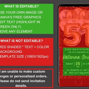 51st Birthday Digital Invitation, Electronic Birthday Party Invite ...