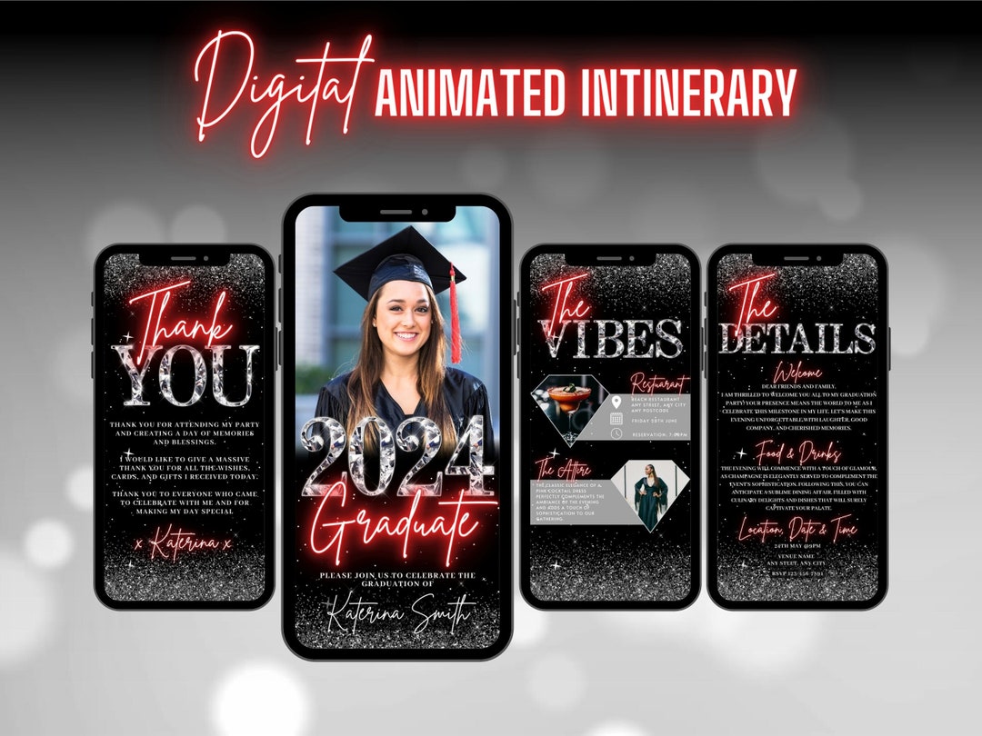 Digital 2024 Graduate Invitation, Animated Red Scarlet Journalism ...