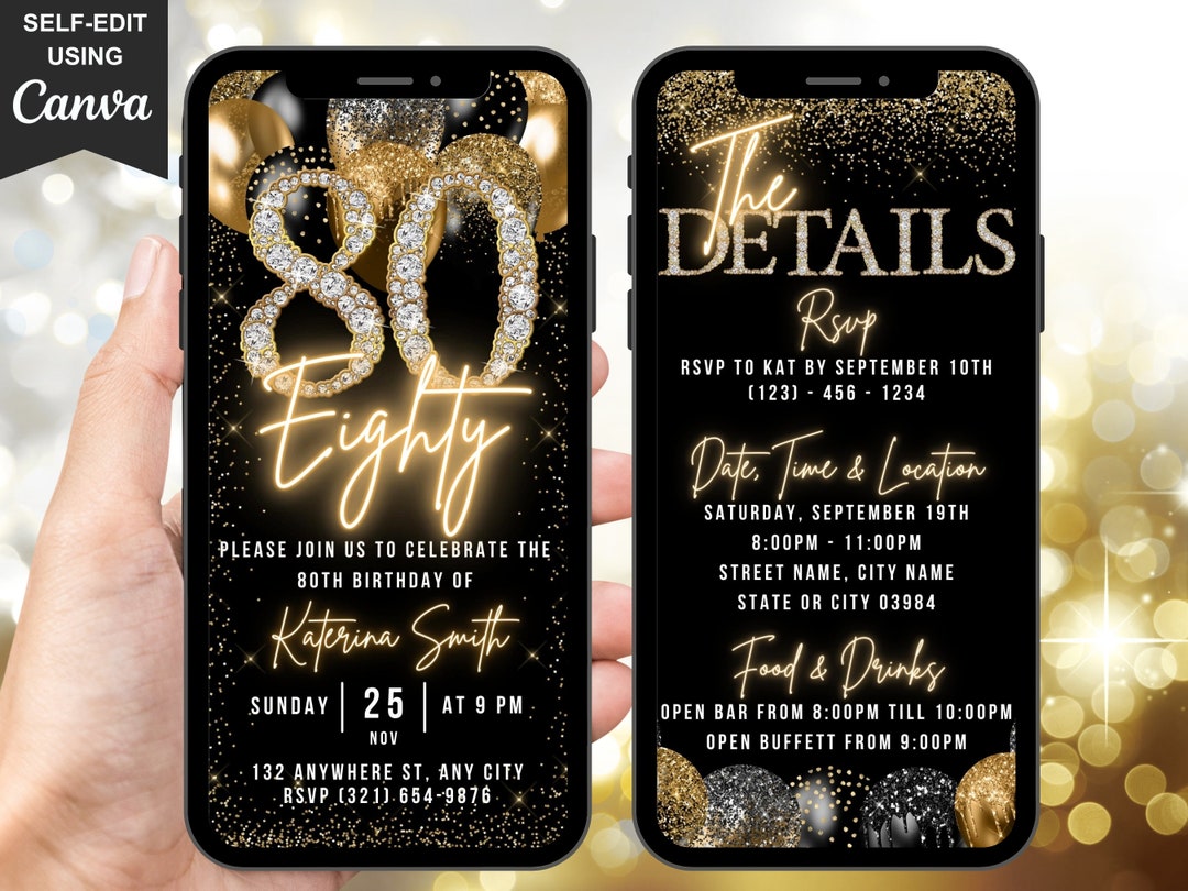 Digital 80th Birthday Invitation & Itinerary Ecard, Animated Eighty ...