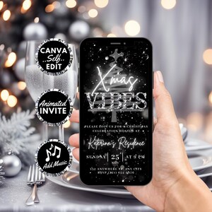 Digital Xmas Vibes Invitation, Animated Christmas Party Video Invite ...