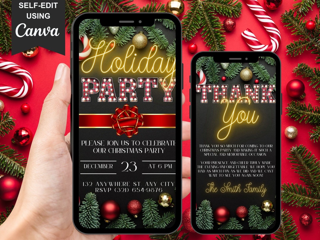Digital Holiday Party Invitation Christmas Phone Text Message - Etsy