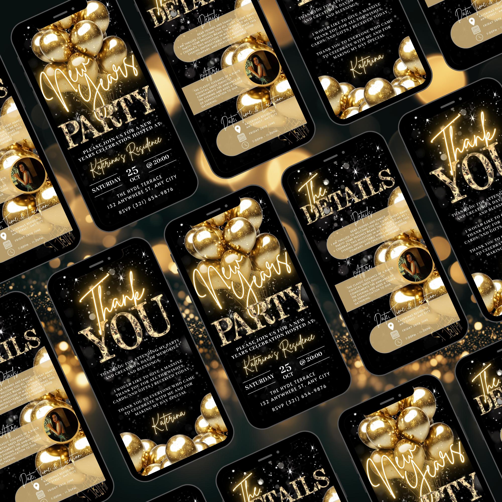 Digital New Years Eve Party Invitation, Animated NYE Celebration Invite ...