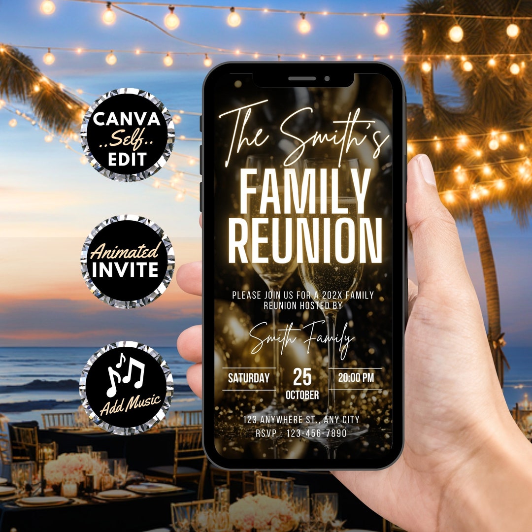 Digital Family Reunion Invitation, Animated Family Tree Dinner Party ...