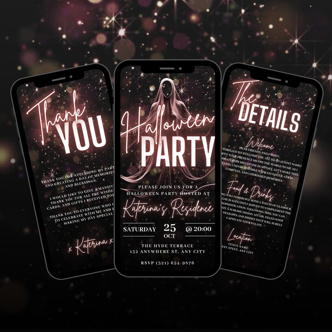 Digital Halloween Party Invitation, Animated Ghost Costume Party Video ...