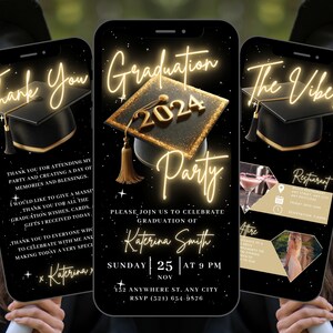 Digital Graduation Party Invitation, Animated Gold College Announcement ...