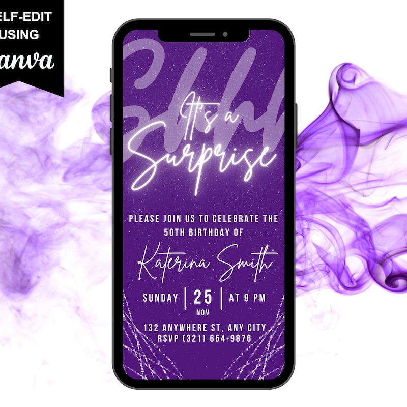 Purple Invitations - Etsy