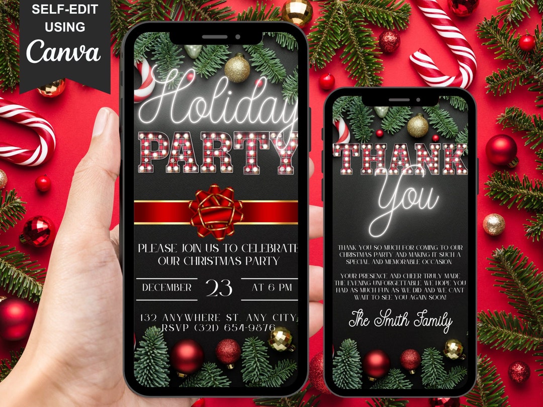 Digital Holiday Party Invitation, Christmas Phone Text Message Evite ...
