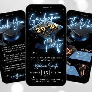 Digital Graduation Party Invitation, Animated Blue College Announcement ...