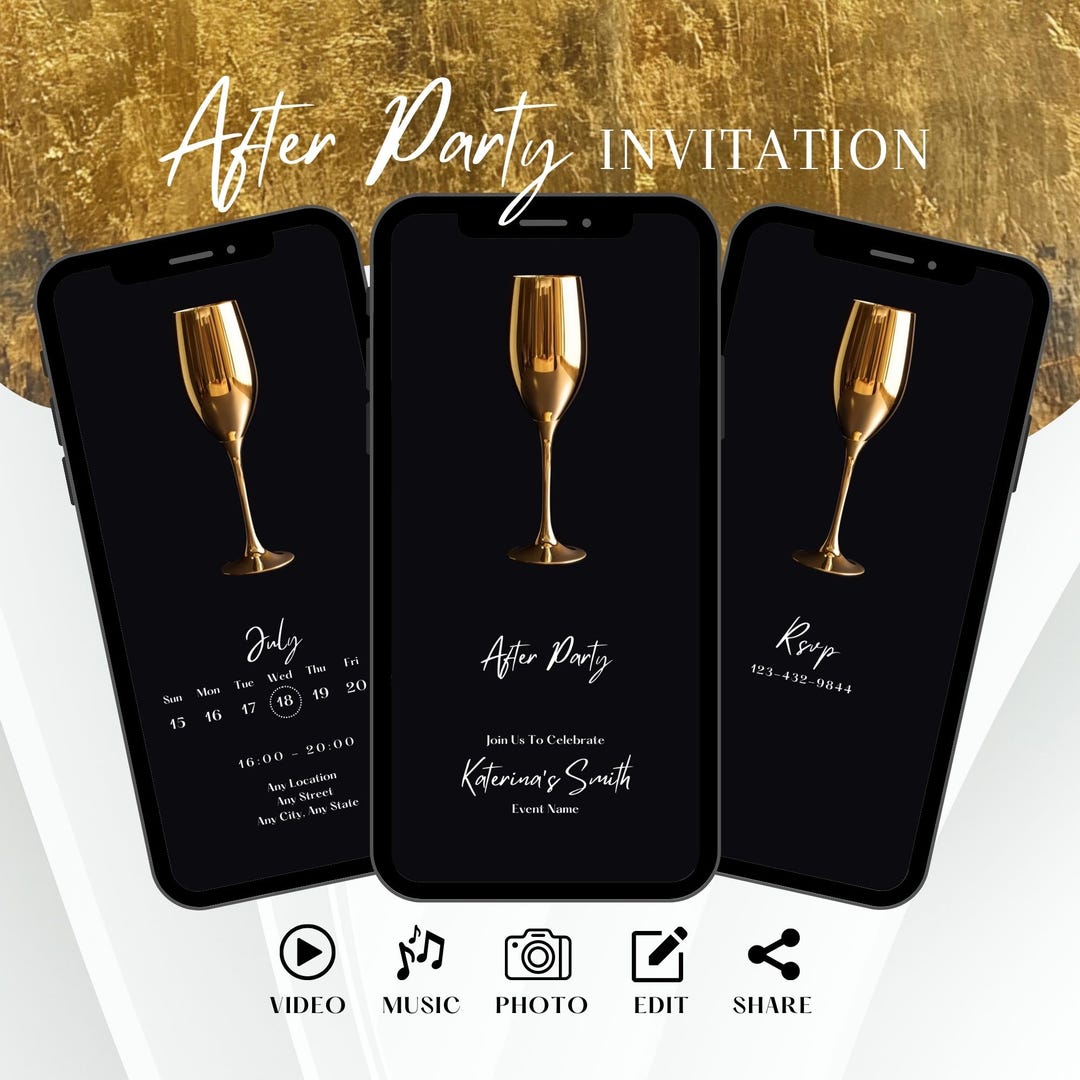 Elegant After Party Invitation, Minimalist Animated After Party Invite ...