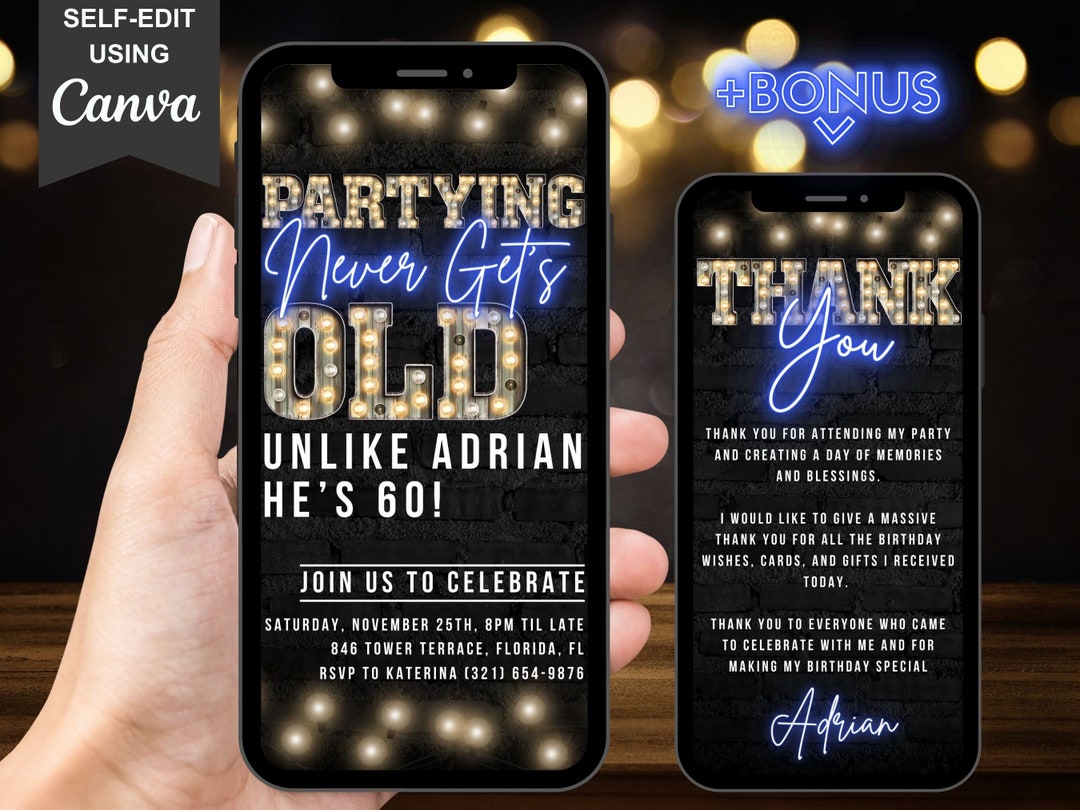 Digital 60th Birthday Invitation, Animated Funny Party Invite Ecard for ...