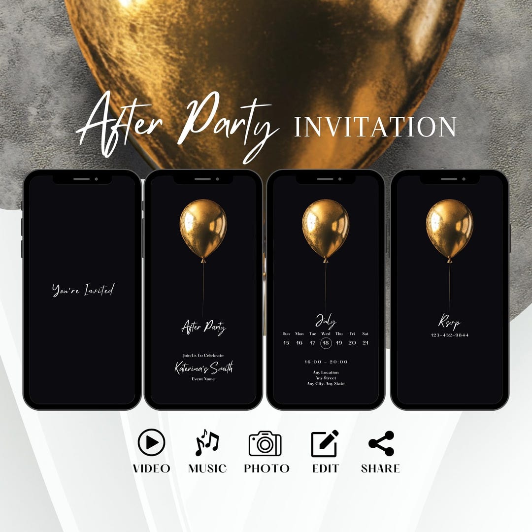 Minimalist After Party Invitation, Elegant Animated After Party Invite ...