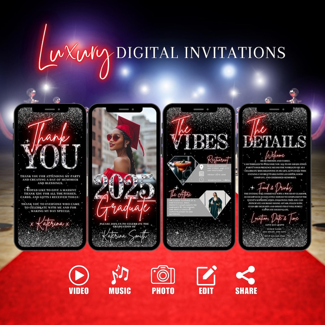 Digital 2025 Graduate Invitation, Animated Red Scarlet Journalism ...