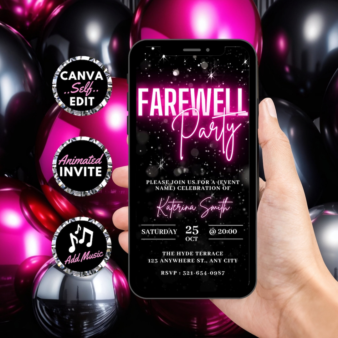 Digital Farewell Party Invitation, Animated Moving Going Away Invite ...