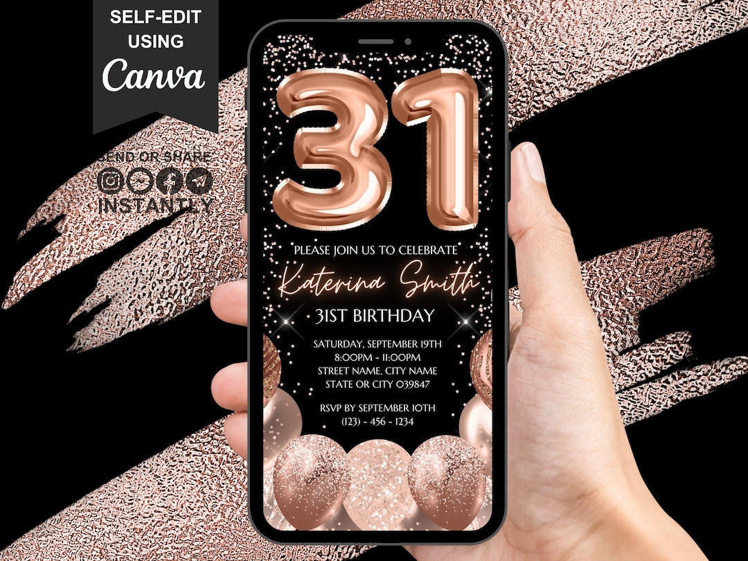 Digital 31st Birthday Invitation, Animated Thirty First Party Invite ...