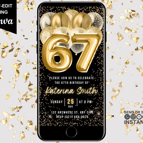 67th Birthday Party Invitation - Etsy