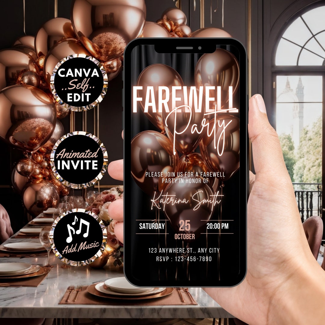 Digital Farewell Party Invitation, Animated Moving Going Away Invite ...