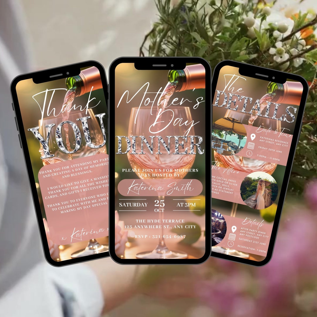Digital Mothers Day Dinner Invitation, Animated Happy Mothers Day ...