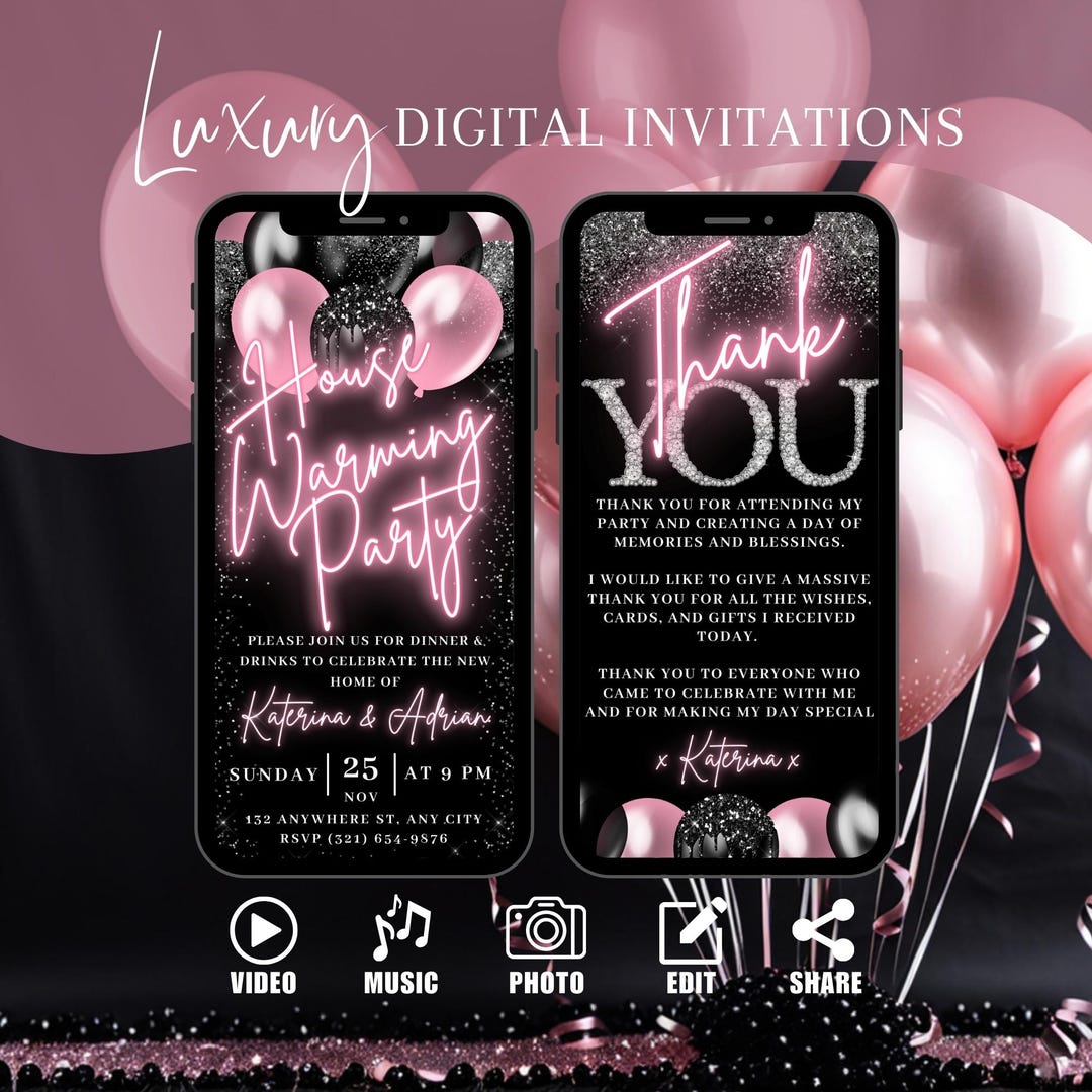 Digital Housewarming Party Invitation, Animated New Home Invite, Blush ...