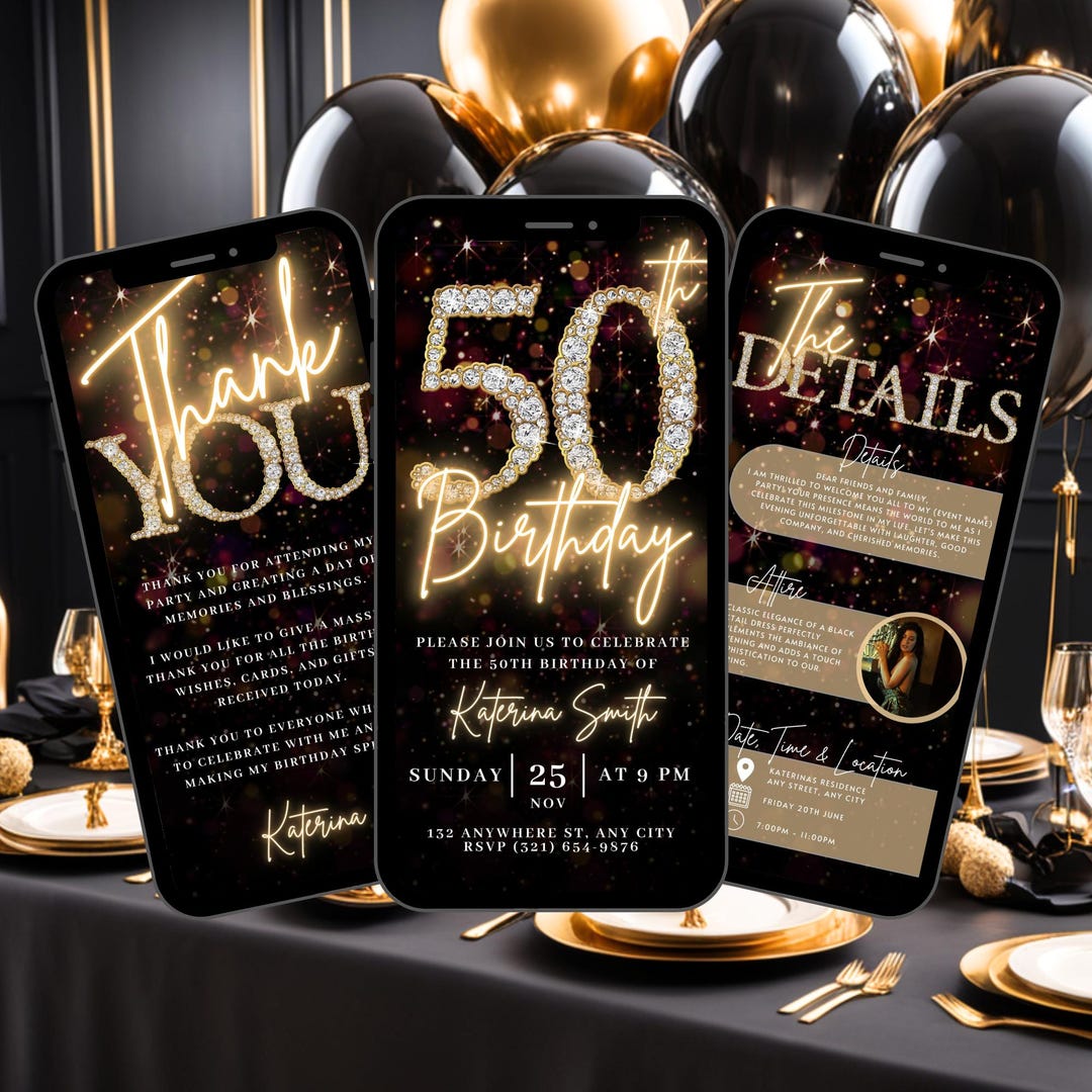 50th Digital Flyer Birthday Invitation, Surprise 50 Dinner Party Invite ...