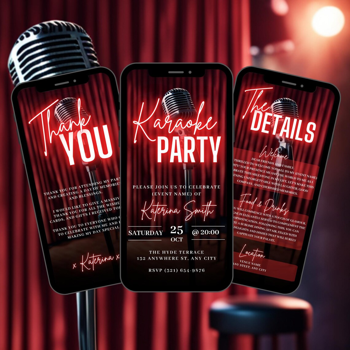 Digital Karaoke Invitation, Animated Birthday Music Night Party Invite ...