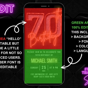 Digital 70th Birthday Invitation for Men, 70 Invite Ecard, Virtual ...