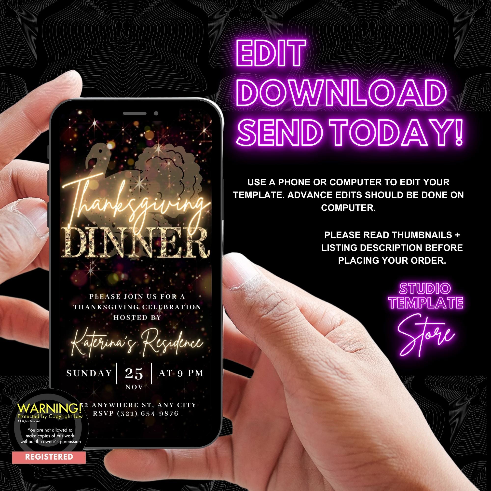 Digital Thanksgiving Dinner Invitation, Animated Fall Party Video ...