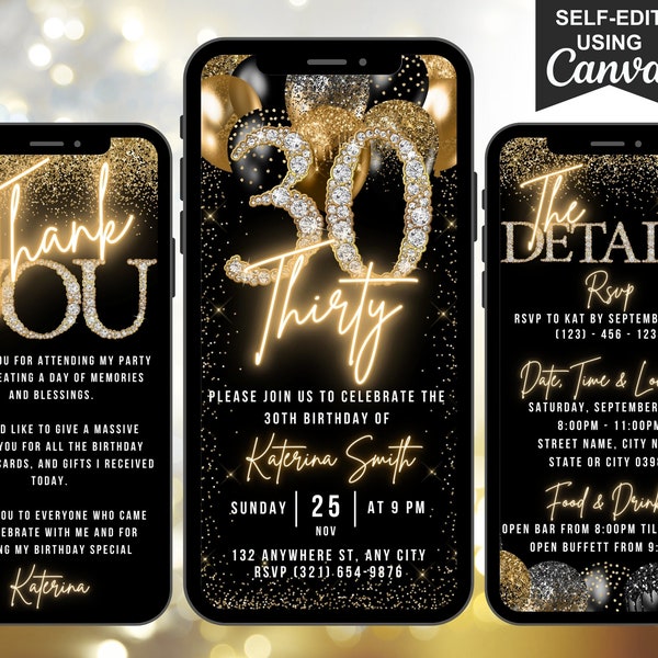 Digital 30th Birthday Party Invitation - Etsy