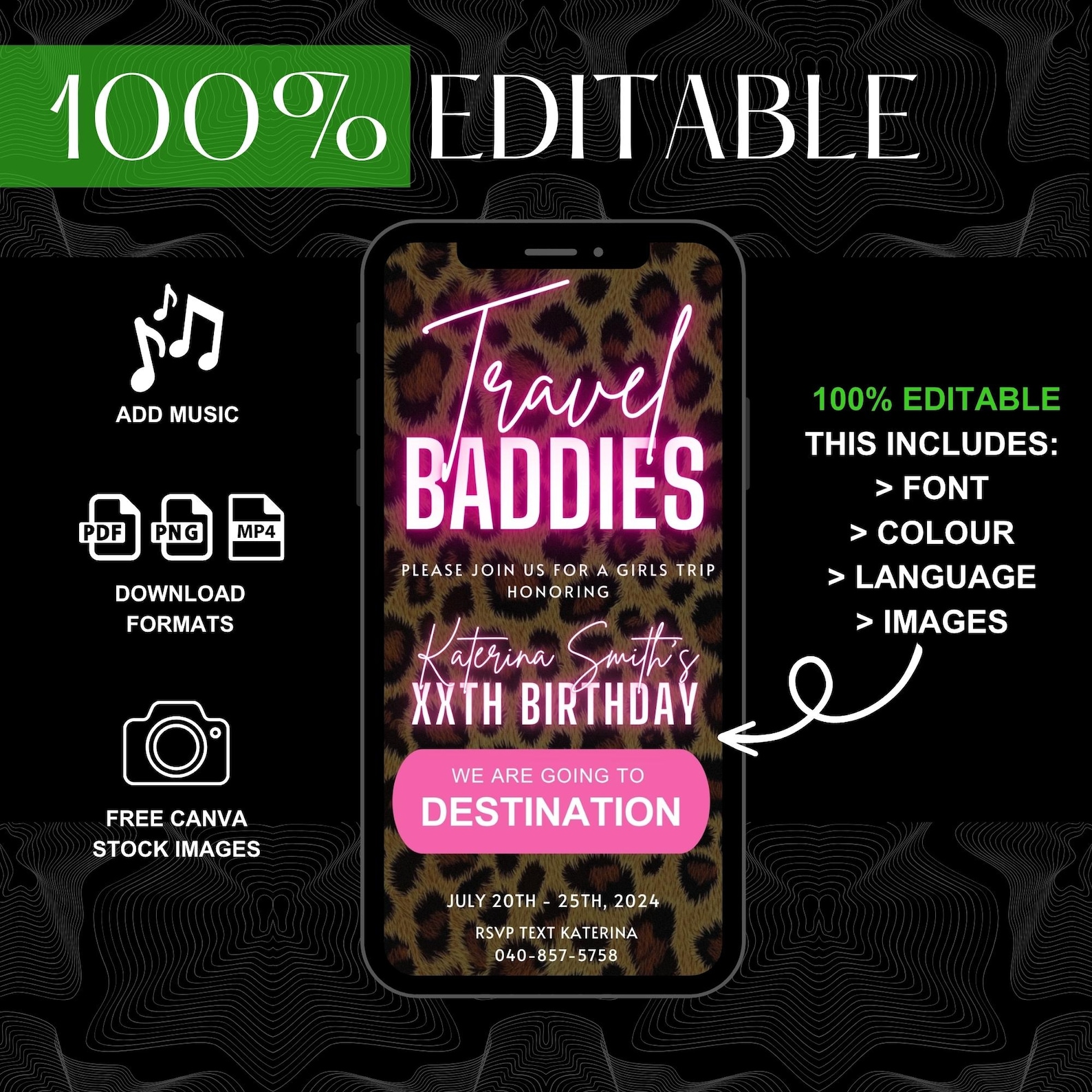 Digital Houston Baddies Girls Trip Itinerary Invitation, Birthday ...